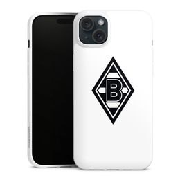 DeinDesign iPhone 15 Plus Handy Silikon H&uuml;lle Case wei&szlig; Handyh&uuml;lle Logo Borussia M&ouml;nchengladbach Gladbach Silikon Case