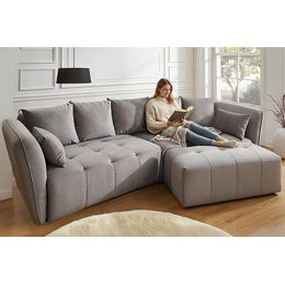 Riess Ambiente Modernes Big Sofa ROYAL 295cm grau Veloursstoff Federkern XXL-Couch Riess-Ambiente Wohnzimmer