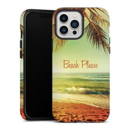 DeinDesign iPhone 13 Pro Max Handy Panzer Handyh&uuml;lle robuste Outdoor H&uuml;lle Schutzh&uuml;lle matt Beach Palm Tree Urlaub Tough Case