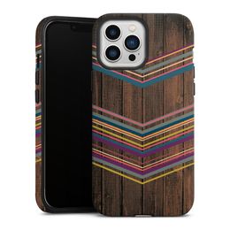 DeinDesign iPhone 13 Pro Max Handy Panzer Handyh&uuml;lle robuste Outdoor H&uuml;lle Schutzh&uuml;lle matt Muster Wood Wooden Look Tough Case
