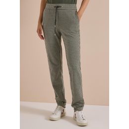 Cecil Damen Jogger Pantsraw khaki, Gr. XXXL, bedruckt, Stoff, 65% Polyester, 32% Viskose, 3% Elasthan, Hosen, Elastikbund mit Tunnelzug
