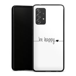 DeinDesign Galaxy A52s 5G Handy Silikon H&uuml;lle Case schwarz Handyh&uuml;lle Statement Happiness Sayings