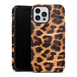 DeinDesign iPhone 13 Pro Max Handy Panzer Handyh&uuml;lle robuste Outdoor H&uuml;lle Schutzh&uuml;lle matt Animal Print Leopard Fur Tough Case