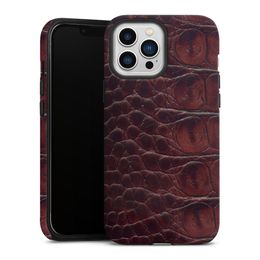 DeinDesign iPhone 13 Pro Max Handy Panzer Handyh&uuml;lle robuste Outdoor H&uuml;lle Schutzh&uuml;lle matt Leather Crocodile Animal Print Tough Case