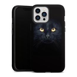 DeinDesign iPhone 13 Pro Max Handy Panzer Handyh&uuml;lle robuste Outdoor H&uuml;lle Schutzh&uuml;lle matt Eye Cat Black Tough Case