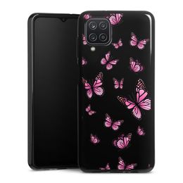 DeinDesign Galaxy A12 Handy Silikon H&uuml;lle Case schwarz Handyh&uuml;lle Butterfly Motiv Ohne Hintergrund Muster