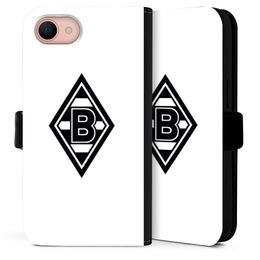 DeinDesign iPhone 16e Handy Klapph&uuml;lle Handyh&uuml;lle aus Kunst Leder schwarz Flip Case Logo Borussia M&ouml;nchengladbach Gladbach Sideflip mit Lasche