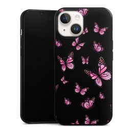 DeinDesign iPhone 14 Handy Slim Case extra d&uuml;nn Silikon Handyh&uuml;lle schwarz H&uuml;lle Butterfly Motiv Ohne Hintergrund Muster Silikon Slim Case