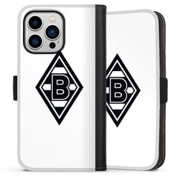 DeinDesign iPhone 13 Pro Handy Klapph&uuml;lle Handyh&uuml;lle aus Kunst Leder schwarz Flip Case Logo Borussia M&ouml;nchengladbach Gladbach Sideflip mit Lasche