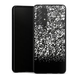 DeinDesign Galaxy A52s 5G Handy Silikon H&uuml;lle Case schwarz Handyh&uuml;lle Muster Glitzer Snowflake