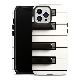 DeinDesign iPhone 13 Pro Max Handy Panzer Handyh&uuml;lle robuste Outdoor H&uuml;lle Schutzh&uuml;lle matt Klavier Music Piano Tough Case