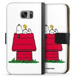 DeinDesign Galaxy S7 Handy Klapph&uuml;lle Handyh&uuml;lle aus Kunst Leder schwarz Flip Case Snoopy Peanuts Official Licensed Product Sideflip mit langer Lasche