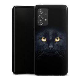 DeinDesign Galaxy A52s 5G Handy Silikon H&uuml;lle Case schwarz Handyh&uuml;lle Cat Black Eye