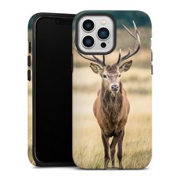 DeinDesign iPhone 13 Pro Max Handy Panzer Handyh&uuml;lle robuste Outdoor H&uuml;lle Schutzh&uuml;lle matt Forrest Deer Meadow Tough Case
