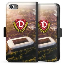 DeinDesign iPhone SE (2022) Handy Klapph&uuml;lle Handyh&uuml;lle aus Kunst Leder schwarz Flip Case Sgd Sg Dynamo Dresden Stadium Sideflip mit Lasche