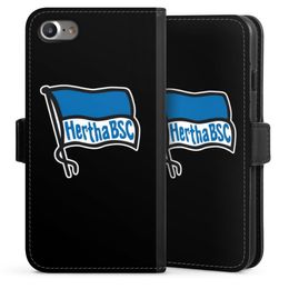 DeinDesign iPhone SE (2020) Handy Klapph&uuml;lle Handyh&uuml;lle aus Kunst Leder schwarz Flip Case Logo Official Licensed Product Hertha Bsc Sideflip mit Lasche