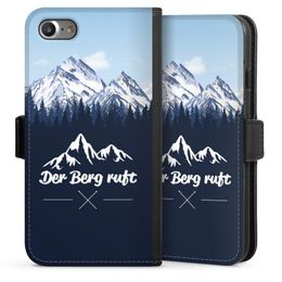 DeinDesign iPhone SE (2020) Handy Klapph&uuml;lle Handyh&uuml;lle aus Kunst Leder schwarz Flip Case Wanderlust Sky Mountain Sideflip mit Lasche