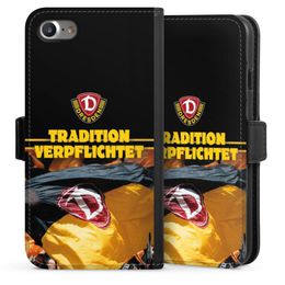 DeinDesign iPhone 8 Handy Klapph&uuml;lle Handyh&uuml;lle aus Kunst Leder schwarz Flip Case Sg Dynamo Dresden Merchandise Sgd Sideflip mit Lasche