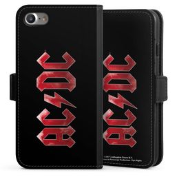 DeinDesign iPhone 8 Handy Klapph&uuml;lle Handyh&uuml;lle aus Kunst Leder schwarz Flip Case Acdc Logo Merchandise Sideflip mit Lasche
