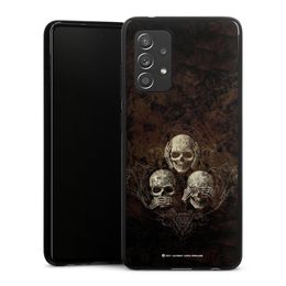 DeinDesign Galaxy A52s 5G Handy Silikon H&uuml;lle Case schwarz Handyh&uuml;lle Gothic Art Skulls