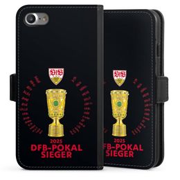 DeinDesign iPhone 8 Handy Klapph&uuml;lle Handyh&uuml;lle aus Kunst Leder schwarz Flip Case Vfb Stuttgart Trophy Official Licensed Product Sideflip mit Lasche