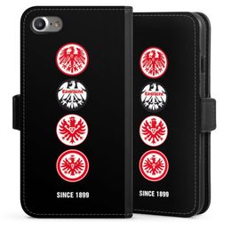 DeinDesign iPhone SE (2020) Handy Klapph&uuml;lle Handyh&uuml;lle aus Kunst Leder schwarz Flip Case Sge Soccer Eintracht Frankfurt Sideflip mit Lasche