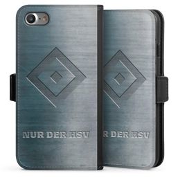 DeinDesign iPhone SE (2020) Handy Klapph&uuml;lle Handyh&uuml;lle aus Kunst Leder schwarz Flip Case Metallic Look Hsv Hamburger Sv Sideflip mit Lasche