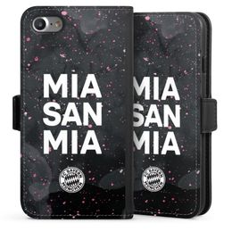 DeinDesign iPhone SE (2022) Handy Klapph&uuml;lle Handyh&uuml;lle aus Kunst Leder schwarz Flip Case Fc Bayern M&uuml;nchen Girl Style Mia San Mia Sideflip mit Lasche