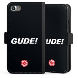 DeinDesign iPhone SE (2022) Handy Klapph&uuml;lle Handyh&uuml;lle aus Kunst Leder schwarz Flip Case Bundesliga Official Licensed Product Eintracht Frankfurt Sideflip mit 