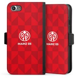 DeinDesign iPhone SE (2020) Handy Klapph&uuml;lle Handyh&uuml;lle aus Kunst Leder schwarz Flip Case Official Licensed Product Merchandise Mainz 05 Sideflip mit Lasche