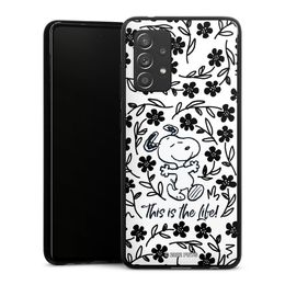 DeinDesign Galaxy A52s 5G Handy Silikon H&uuml;lle Case schwarz Handyh&uuml;lle Flowers Snoopy Peanuts