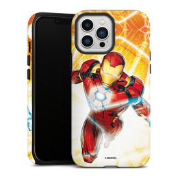 DeinDesign iPhone 13 Pro Max Handy Panzer Handyh&uuml;lle robuste Outdoor H&uuml;lle Schutzh&uuml;lle matt Marvel Iron Man Fire Tough Case