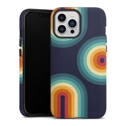 DeinDesign iPhone 13 Pro Max Handy Panzer Handyh&uuml;lle robuste Outdoor H&uuml;lle Schutzh&uuml;lle matt Retro Colourful Rainbow Tough Case