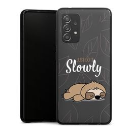 DeinDesign Galaxy A52s 5G Handy Silikon H&uuml;lle Case schwarz Handyh&uuml;lle Sayings Sloth Lazy Sunday