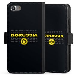 DeinDesign iPhone SE (2020) Handy Klapph&uuml;lle Handyh&uuml;lle aus Kunst Leder schwarz Flip Case Official Licensed Product Borussia Dortmund Bvb Sideflip mit Lasche