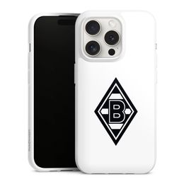 DeinDesign iPhone 15 Pro Handy Silikon H&uuml;lle Case wei&szlig; Handyh&uuml;lle Logo Borussia M&ouml;nchengladbach Gladbach Silikon Case
