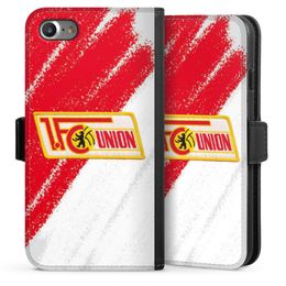 DeinDesign iPhone SE (2022) Handy Klapph&uuml;lle Handyh&uuml;lle aus Kunst Leder schwarz Flip Case 1. Fc Union Berlin Logo Official Licensed Product Sideflip mit Lasche