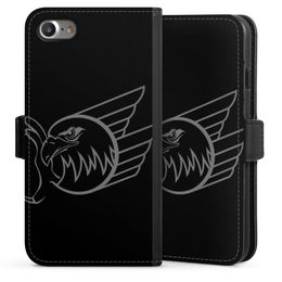 DeinDesign iPhone 8 Handy Klapph&uuml;lle Handyh&uuml;lle aus Kunst Leder schwarz Flip Case Adler Mannheim Ice Hockey Sports Sideflip mit Lasche