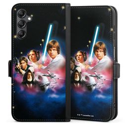 DeinDesign Galaxy A14 5G Handy Klapph&uuml;lle Handyh&uuml;lle aus Kunst Leder schwarz Flip Case Star Wars Lightsaber Merchandise Sideflip mit Lasche