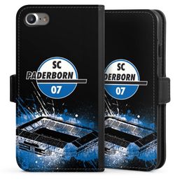 DeinDesign iPhone 8 Handy Klapph&uuml;lle Handyh&uuml;lle aus Kunst Leder schwarz Flip Case Sc Paderborn 07 Stadium Official Licensed Product Sideflip mit Lasche