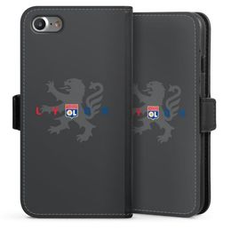DeinDesign iPhone 8 Handy Klapph&uuml;lle Handyh&uuml;lle aus Kunst Leder schwarz Flip Case Olympique Lyonnais Ol Olympique Lyon Sideflip mit Lasche