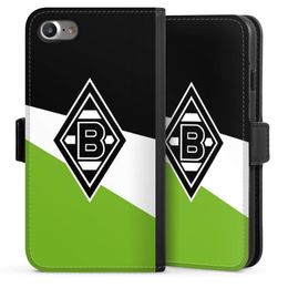 DeinDesign iPhone SE (2022) Handy Klapph&uuml;lle Handyh&uuml;lle aus Kunst Leder schwarz Flip Case Official Licensed Product Borussia M&ouml;nchengladbach Gladbach Sideflip 