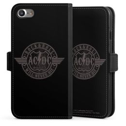 DeinDesign iPhone SE (2022) Handy Klapph&uuml;lle Handyh&uuml;lle aus Kunst Leder schwarz Flip Case Rock Merchandise Acdc Sideflip mit Lasche