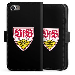 DeinDesign iPhone SE (2022) Handy Klapph&uuml;lle Handyh&uuml;lle aus Kunst Leder schwarz Flip Case Official Licensed Product Vfb Stuttgart Coat Of Arms Sideflip mit 