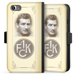 DeinDesign iPhone SE (2020) Handy Klapph&uuml;lle Handyh&uuml;lle aus Kunst Leder schwarz Flip Case Logo 1. Fc Kaiserslautern Fritz Walter Sideflip mit Lasche