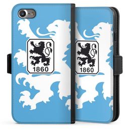 DeinDesign iPhone SE (2020) Handy Klapph&uuml;lle Handyh&uuml;lle aus Kunst Leder schwarz Flip Case Official Licensed Product Tsv 1860 M&uuml;nchen Coat Of Arms Sideflip mit 