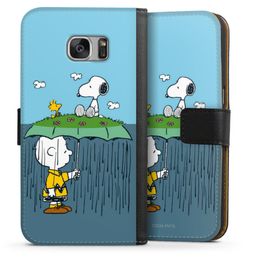 DeinDesign Galaxy S7 Handy Klapph&uuml;lle Handyh&uuml;lle aus Kunst Leder schwarz Flip Case Peanuts Children Snoopy Sideflip mit langer Lasche