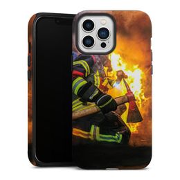 DeinDesign iPhone 13 Pro Max Handy Panzer Handyh&uuml;lle robuste Outdoor H&uuml;lle Schutzh&uuml;lle matt Life Saver Fire Fighters Fire Tough Case