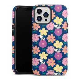 DeinDesign iPhone 13 Pro Max Handy Panzer Handyh&uuml;lle robuste Outdoor H&uuml;lle Schutzh&uuml;lle matt Muster Snoopy Flowers Tough Case