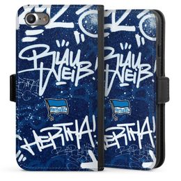 DeinDesign iPhone SE (2022) Handy Klapph&uuml;lle Handyh&uuml;lle aus Kunst Leder schwarz Flip Case Hertha Bsc Official Licensed Product Graffiti Sideflip mit Lasche